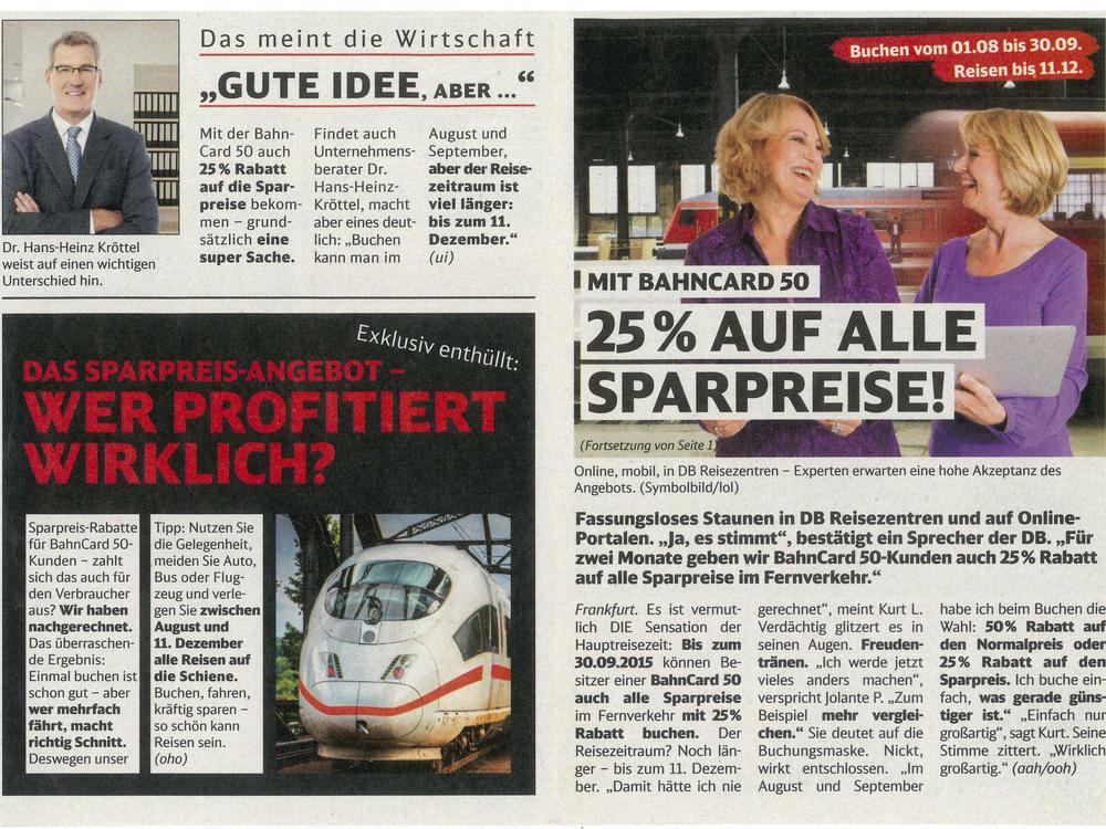 Kampagne für Bahncard: Die Bahn macht auf „Bild“