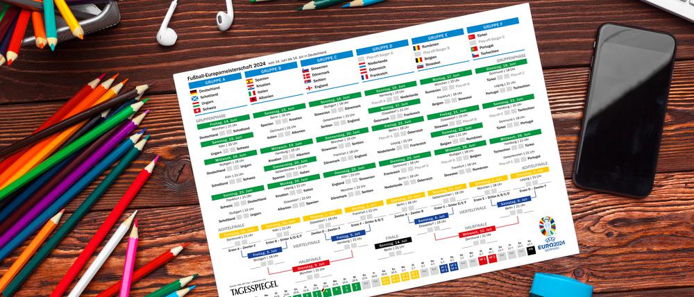 EM-Spielplan 2024 als PDF zum Ausdrucken: Alle Begegnungen, Uhrzeiten ...